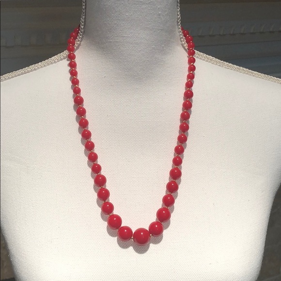 Vintage | Jewelry | Vintage Graduated Pearl Bead Cherry Red Necklace ...